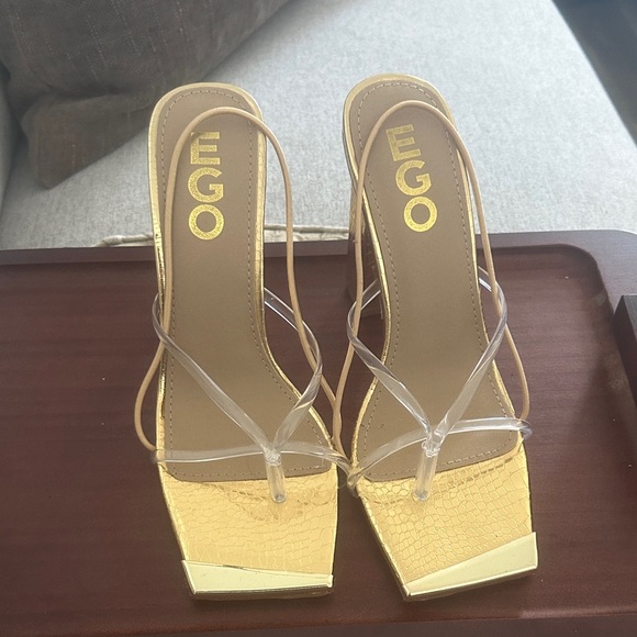 EGO | Shoes | Ego Gold And Clear Strappy Heels | Poshmark